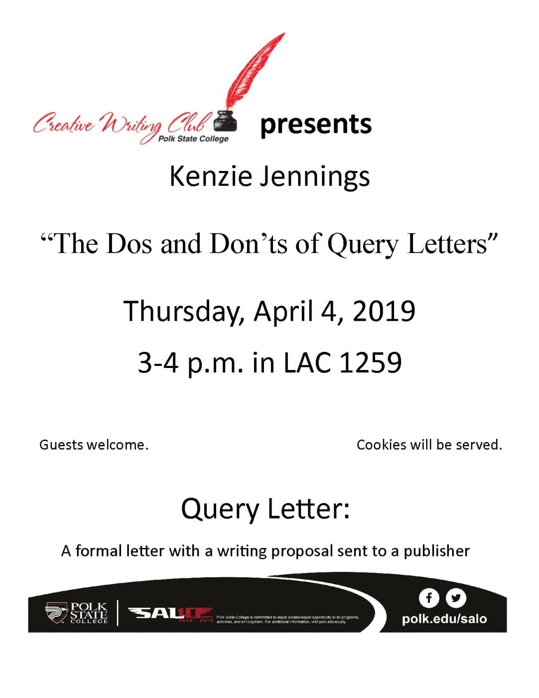 Creative Writing Club presents Kenzie Jennings "The Dos and Don'ts of ...