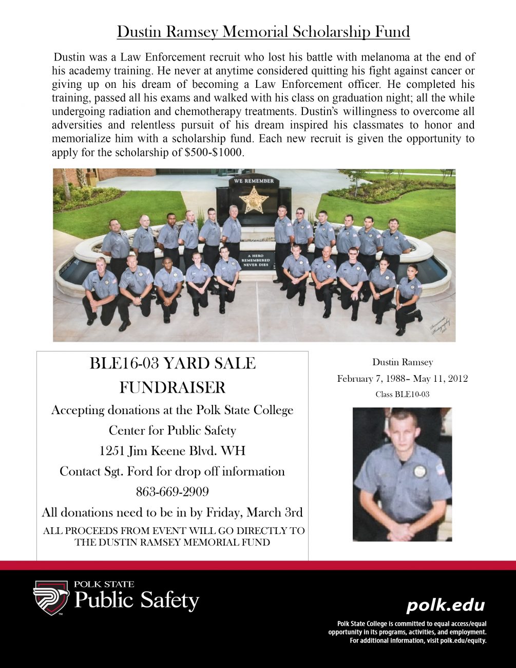 Polk State College Kenneth C. Thompson Institute for Public Safety: Dustin Ramsey Memorial ...